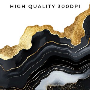 Black Agate Borders Clipart for Commercial Use - Geode Clip Art - Black ...