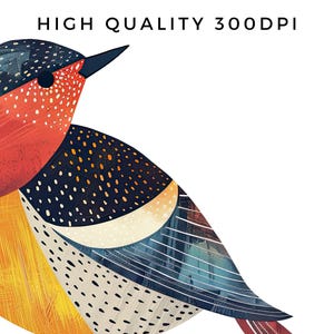 Folk Art Garden Birds Clipart - Colourful Birds Clip Art Illustrations ...