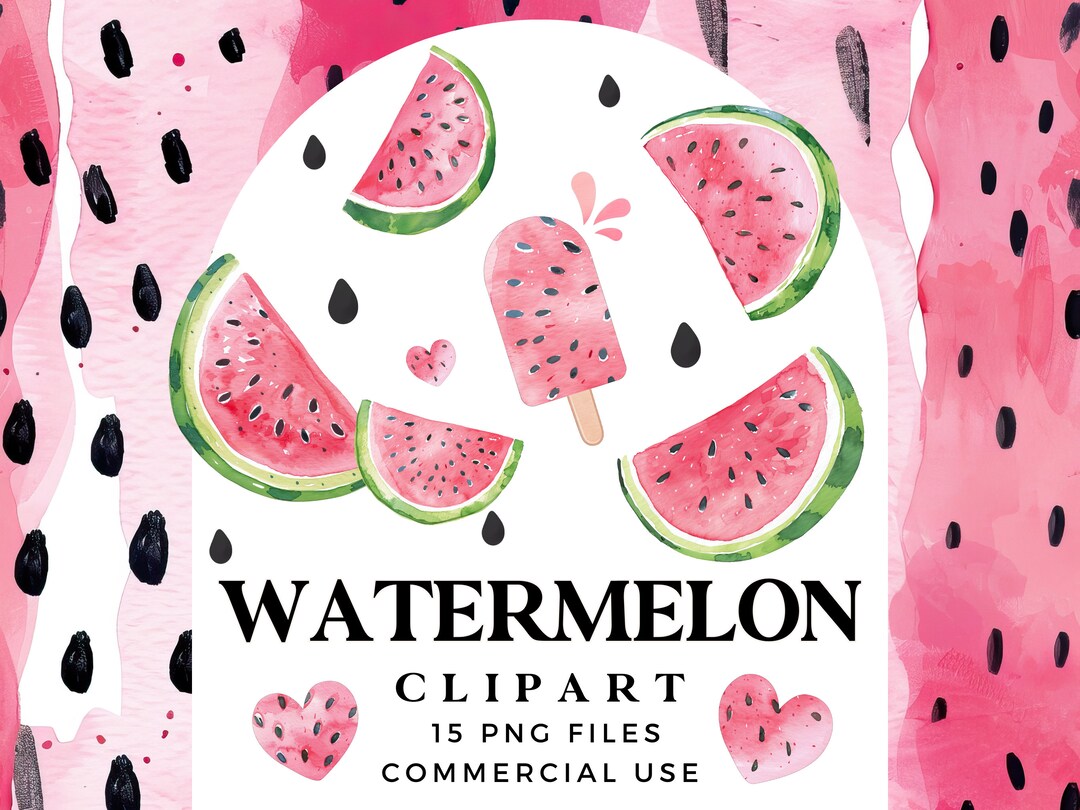Watercolour Watermelon Clipart - One in a Melon First Birthday Clipart ...