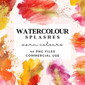 Watercolour Splash Clipart in Warm Colours - Digital Brush Stroke ...
