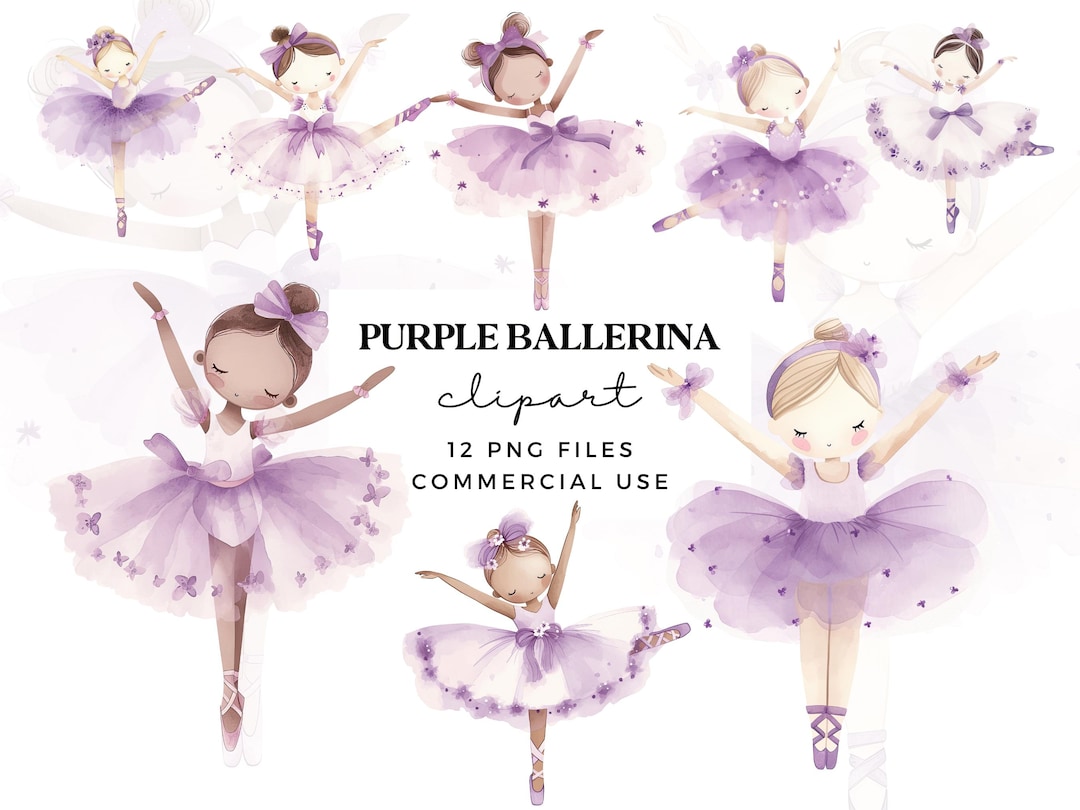 Lilac Ballerina Clipart Set – Purple Ballet Dancer Pngs for Girls Room ...