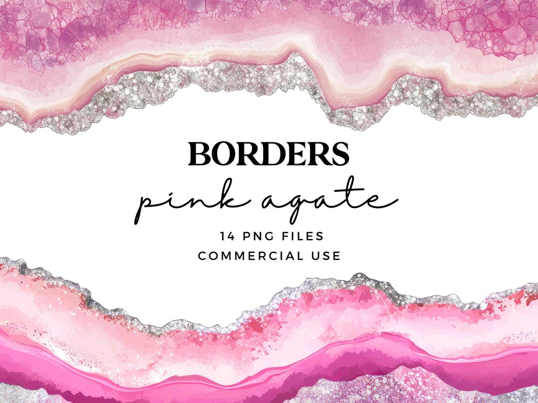 Pink Agate Borders Clipart for Commercial Use Geode Clip Art Pink ...