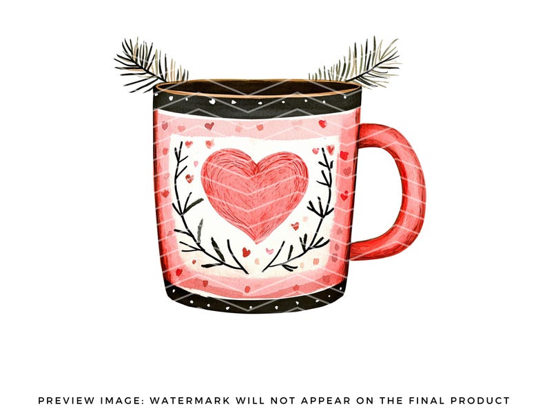 Cute Christmas Mugs Clipart Bundle - Xmas Coffee Cups Clip Art ...