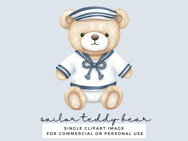 Cute Sailor Teddy Bear Clipart Cute Bear Clip Art Nursery Wall Art ...