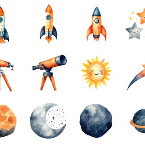Cute Astronaut Clipart Bundle - Watercolor Spaceman Clip Art Set ...