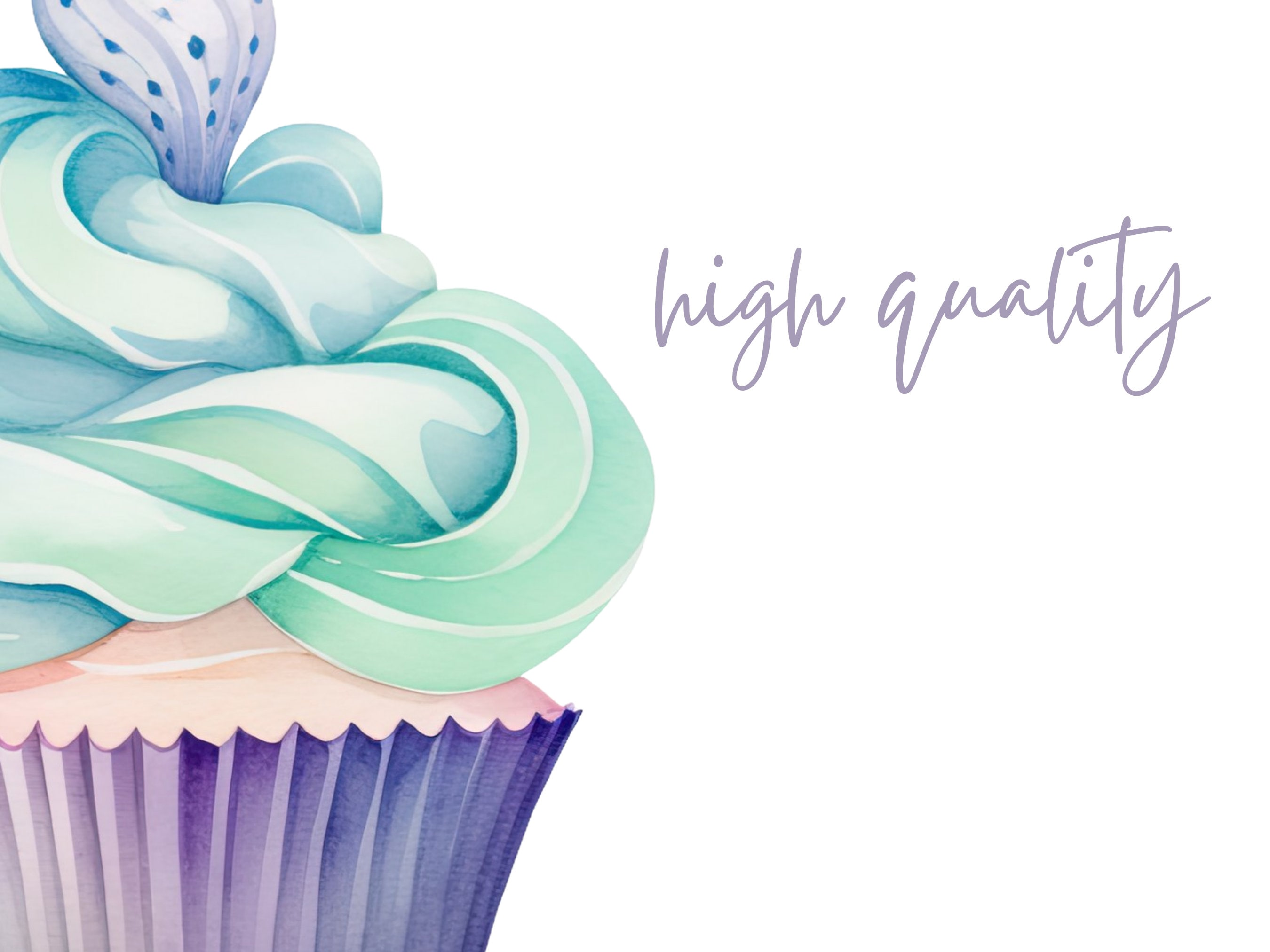 Pastel Watercolor Cupcake Clipart Set Bun Cake Clip Art Bundle Mermaid ...