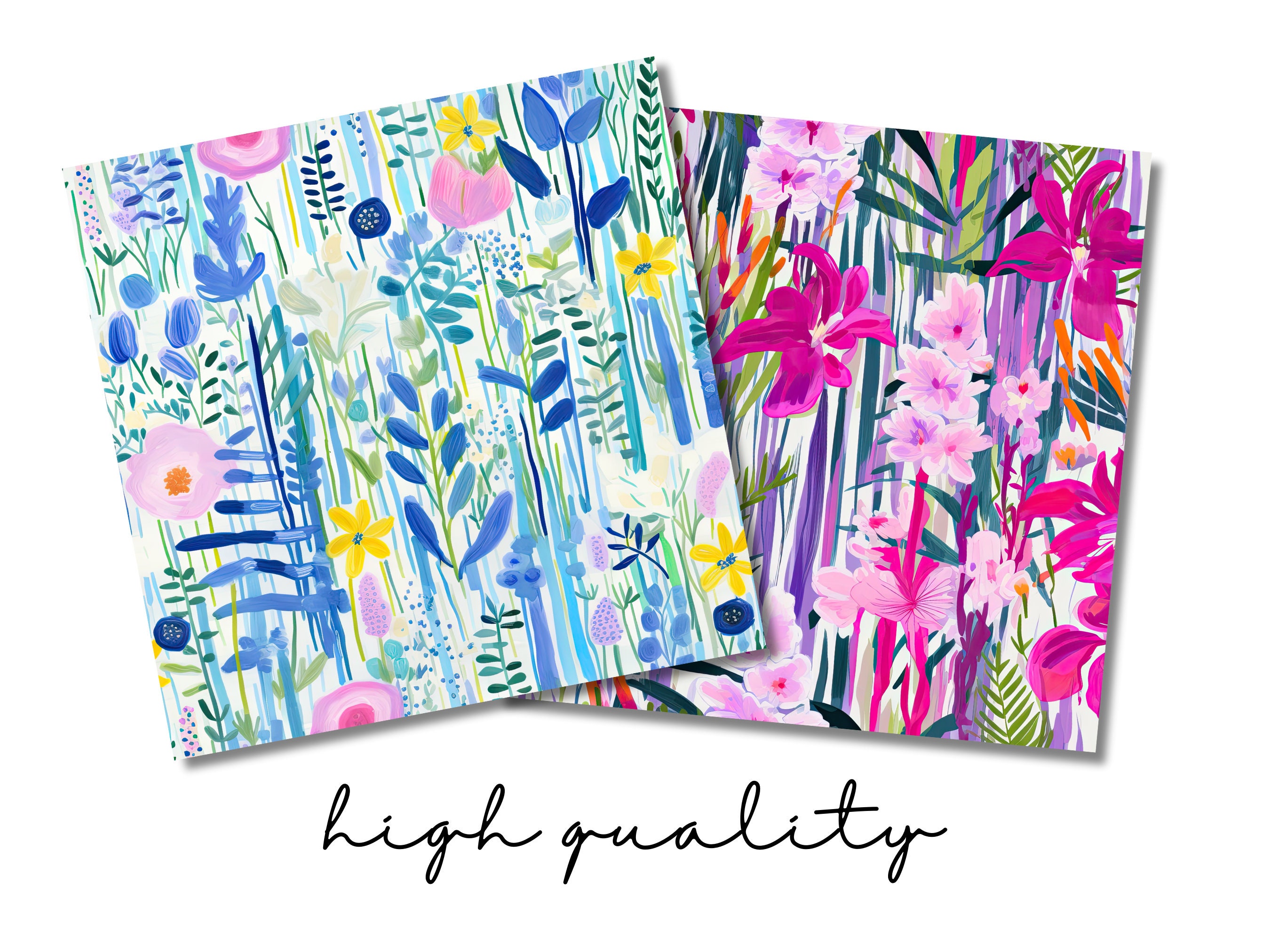 Seamless Patterns With Spring Wildlowers Wildflower Digital Backgrounds ...