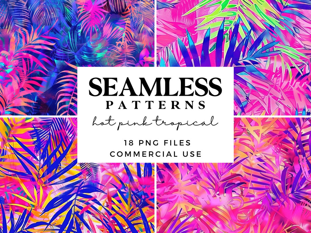 Hot Pink Tropical Seamless Patterns - Colourful Jungle Backgrounds ...