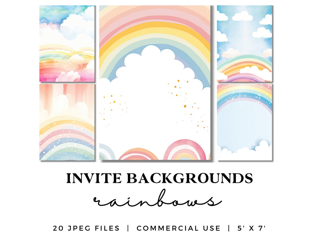 Pastel Rainbow Invite Background Papers - 5x7 Party Invitation Digital ...