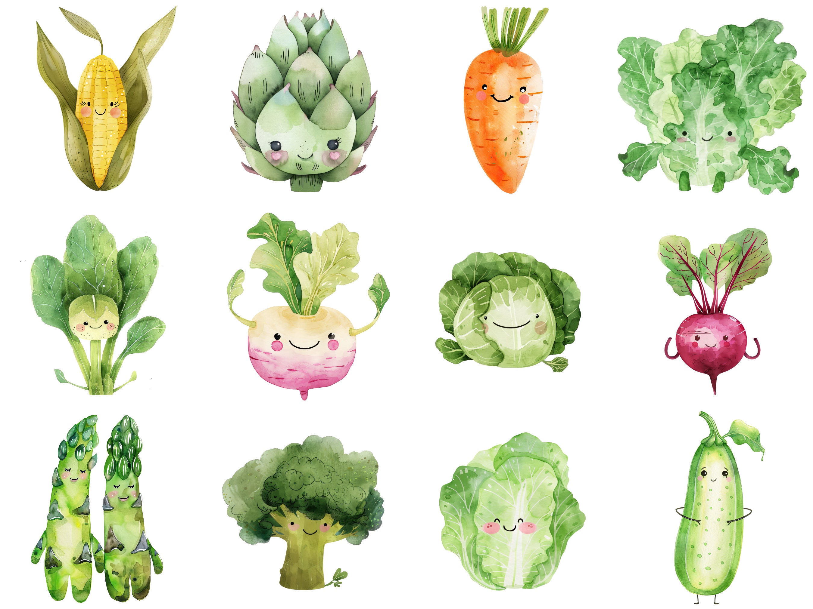 Cute Vegetables Clipart PNG - Watercolour Veggies Clipart Bundle ...