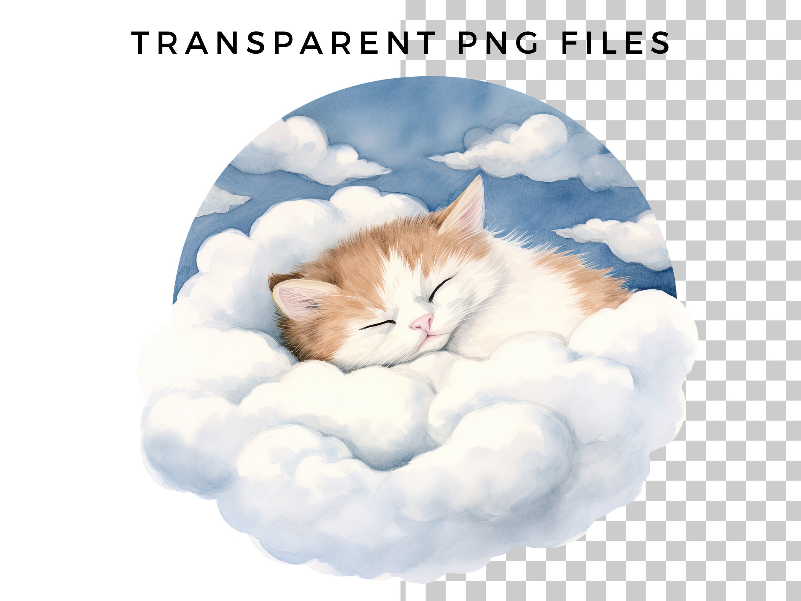 Watercolor Kitten Clipart Cute Sleepy Kitten Pngs Cute Cat Clip Art ...