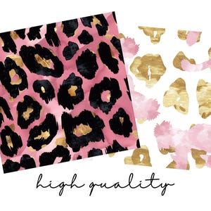 Leopard Print Seamless Patterns in Pink and Gold - Animal Print Digital ...