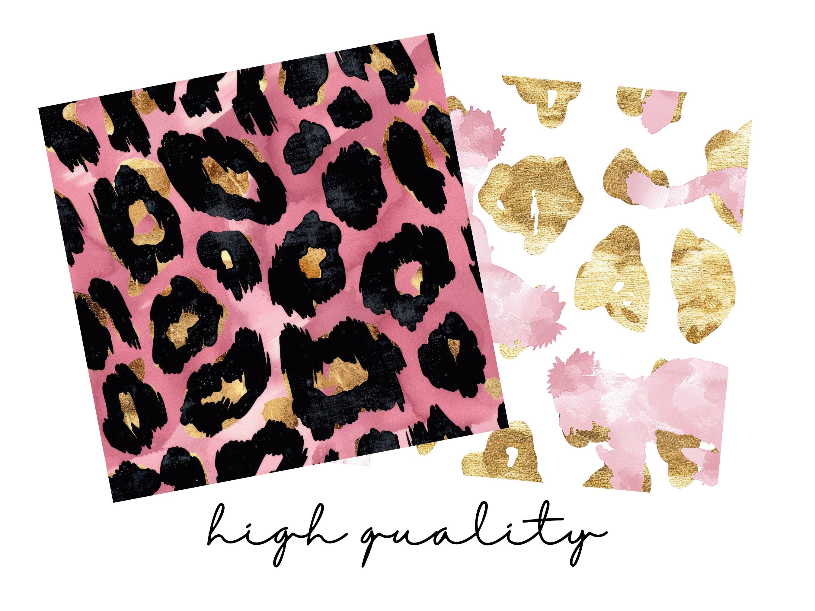Leopard Print Seamless Patterns in Pink and Gold - Animal Print Digital ...