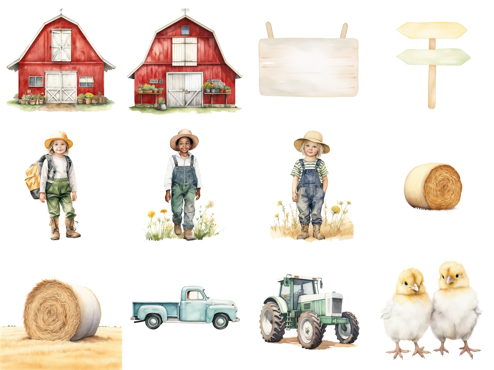 Farm Animals Clipart Watercolor Clipart for Commercial Use Farm Clip ...