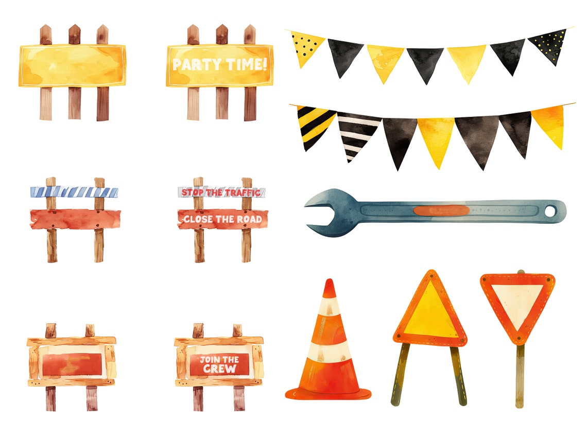 Cute Construction Clipart Bundle - Minimal Modern Style Builder Clipart ...