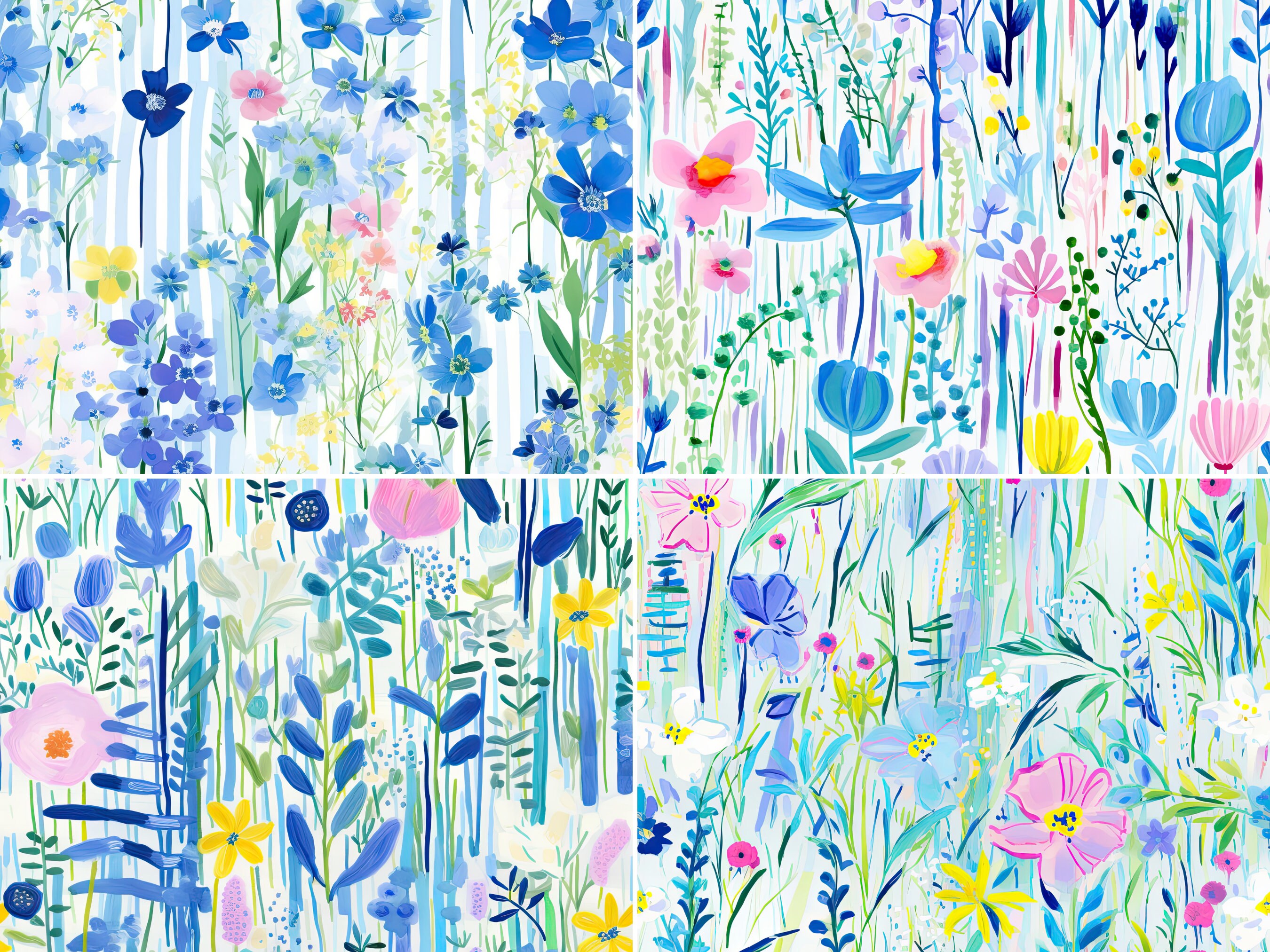 Seamless Patterns With Spring Wildlowers Wildflower Digital Backgrounds ...