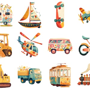 Cute Transport Clipart Bundle - Car Nursery Clipart - Vehicle Clipart ...