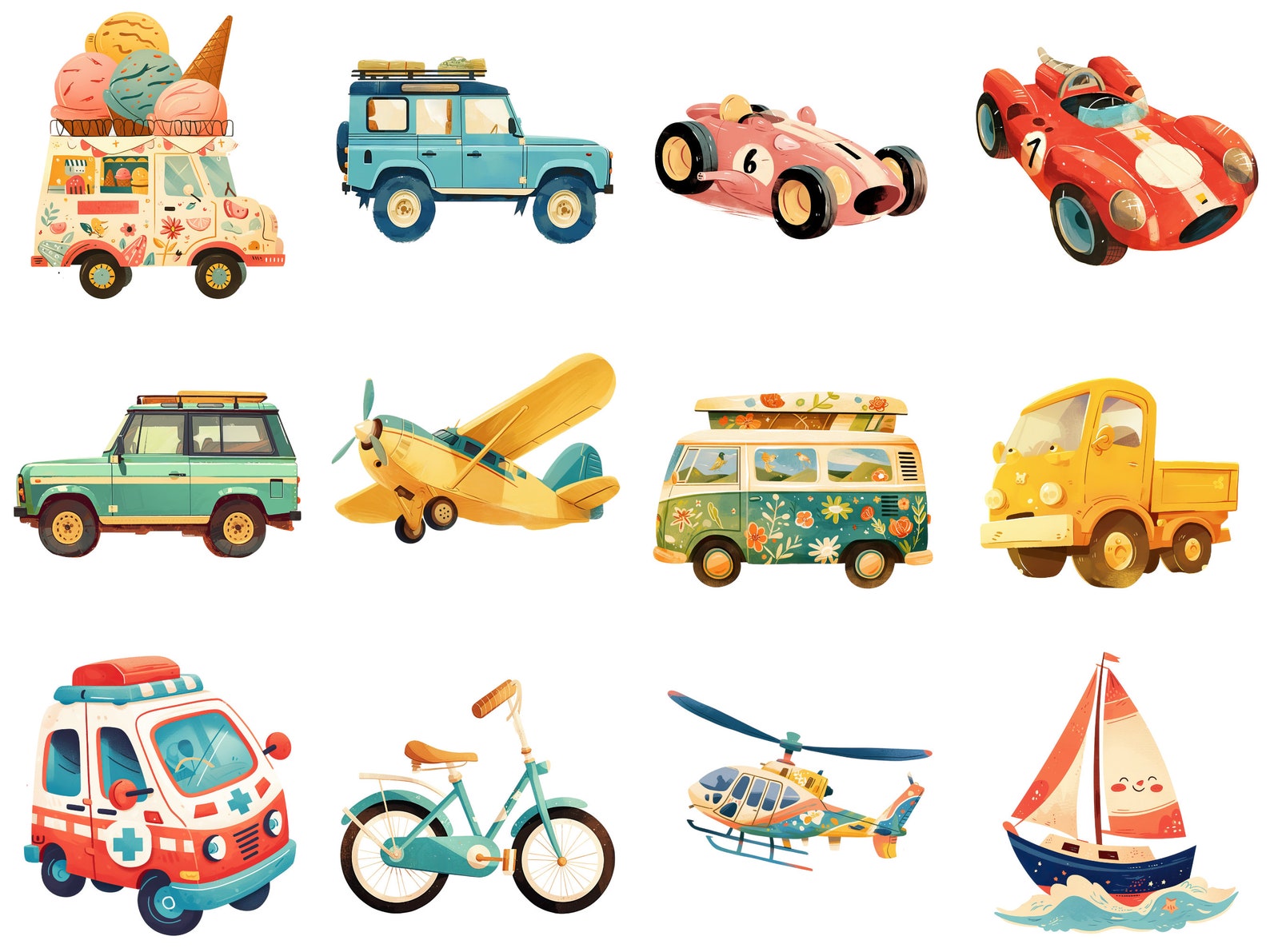 Cute Transport Clipart Bundle - Car Nursery Clipart - Vehicle Clipart ...