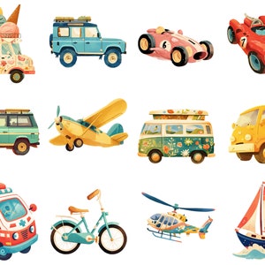 Cute Transport Clipart Bundle - Car Nursery Clipart - Vehicle Clipart ...