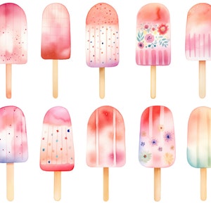 Watercolor Pastel Ice Lolly Clipart Set - Summer Treats - Popsicle ...
