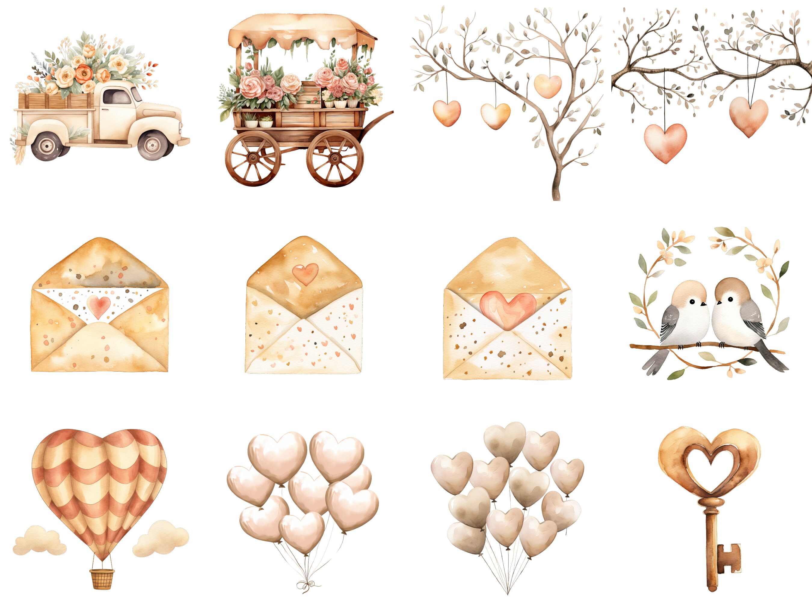 Valentines Clipart Bundle Neutral Valentines Day Clip Art Set ...