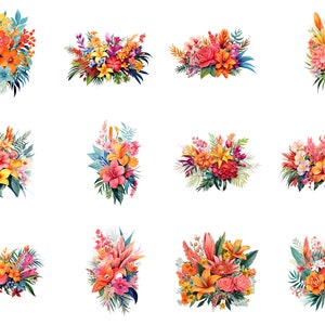 Tropical Flowers Clipart Bundle - Seamless Patterns & Floral Clip Art ...