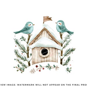 Christmas Birds Clipart - Watercolour Cute Bird Clip Art Illustrations ...