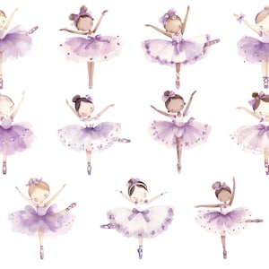 Lilac Ballerina Clipart Set - Purple Ballet Dance Clip Art for Nursery ...