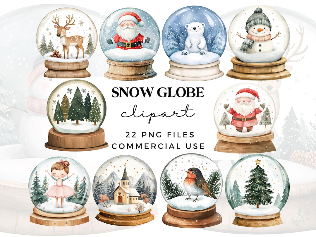 Cute Christmas Snow Globe Clipart Bundle - Snowman Snowglobe Clip Art ...