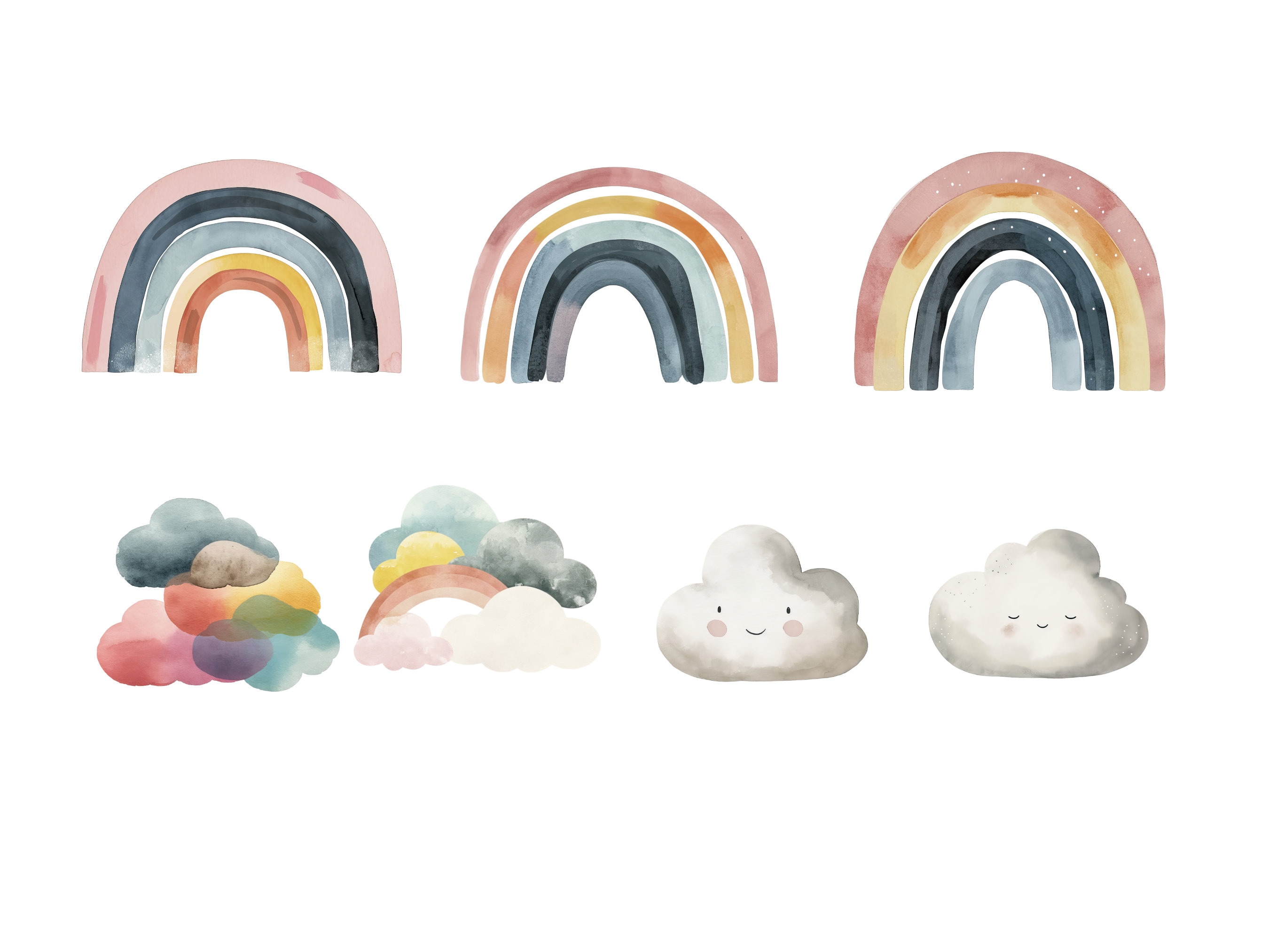 Unicorn Clipart Set Unicorns & Rainbow Clip Art for Nursery Wall Art ...