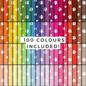 Paw Print Digital Paper 100 Colours - Cute Paw Seamless Pattern ...