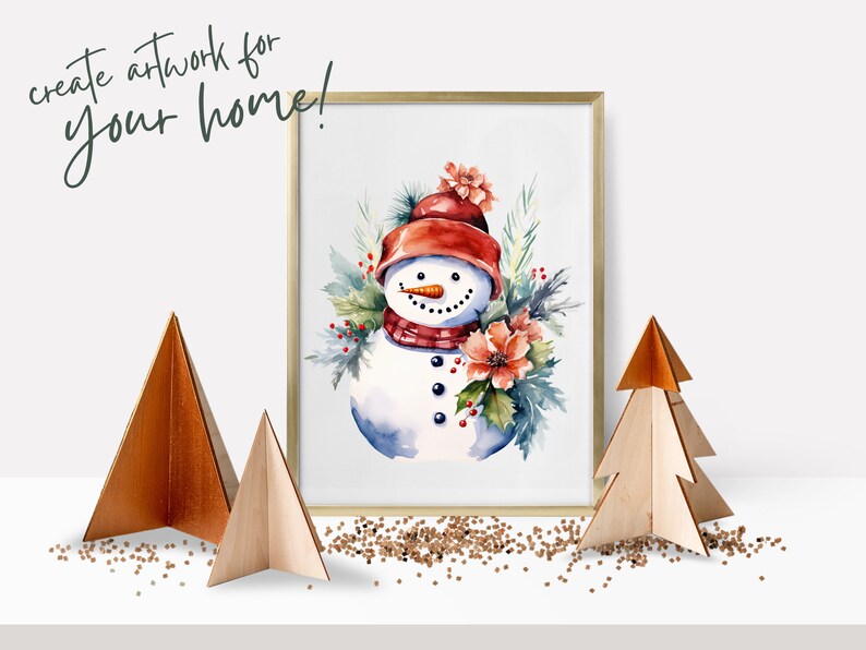 Floral Snowman Clipart Bundle Watercolour Snowmen Clip Art Set Cute ...