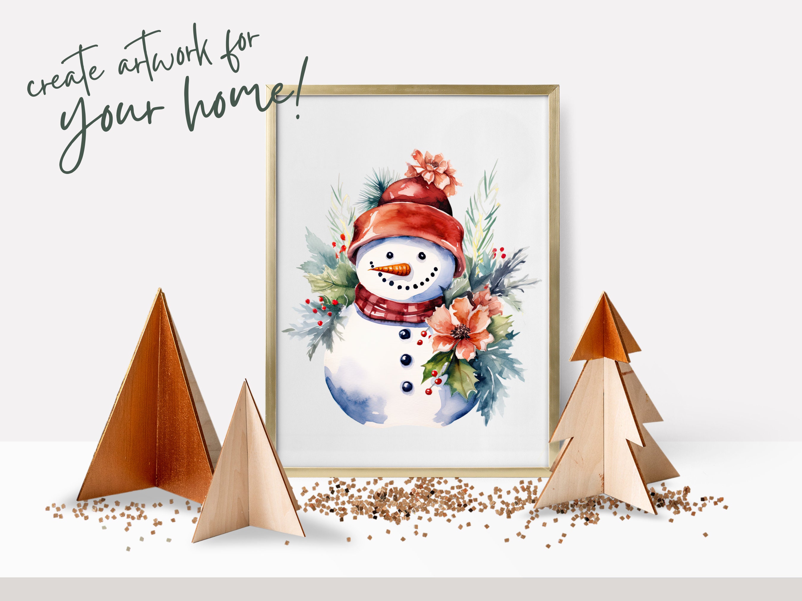 Floral Snowman Clipart Bundle Watercolour Snowmen Clip Art Set Cute ...
