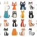 Quirky Cats Clipart PNG - Cute Cartoon Cats Clipart - Funny Kitten ...