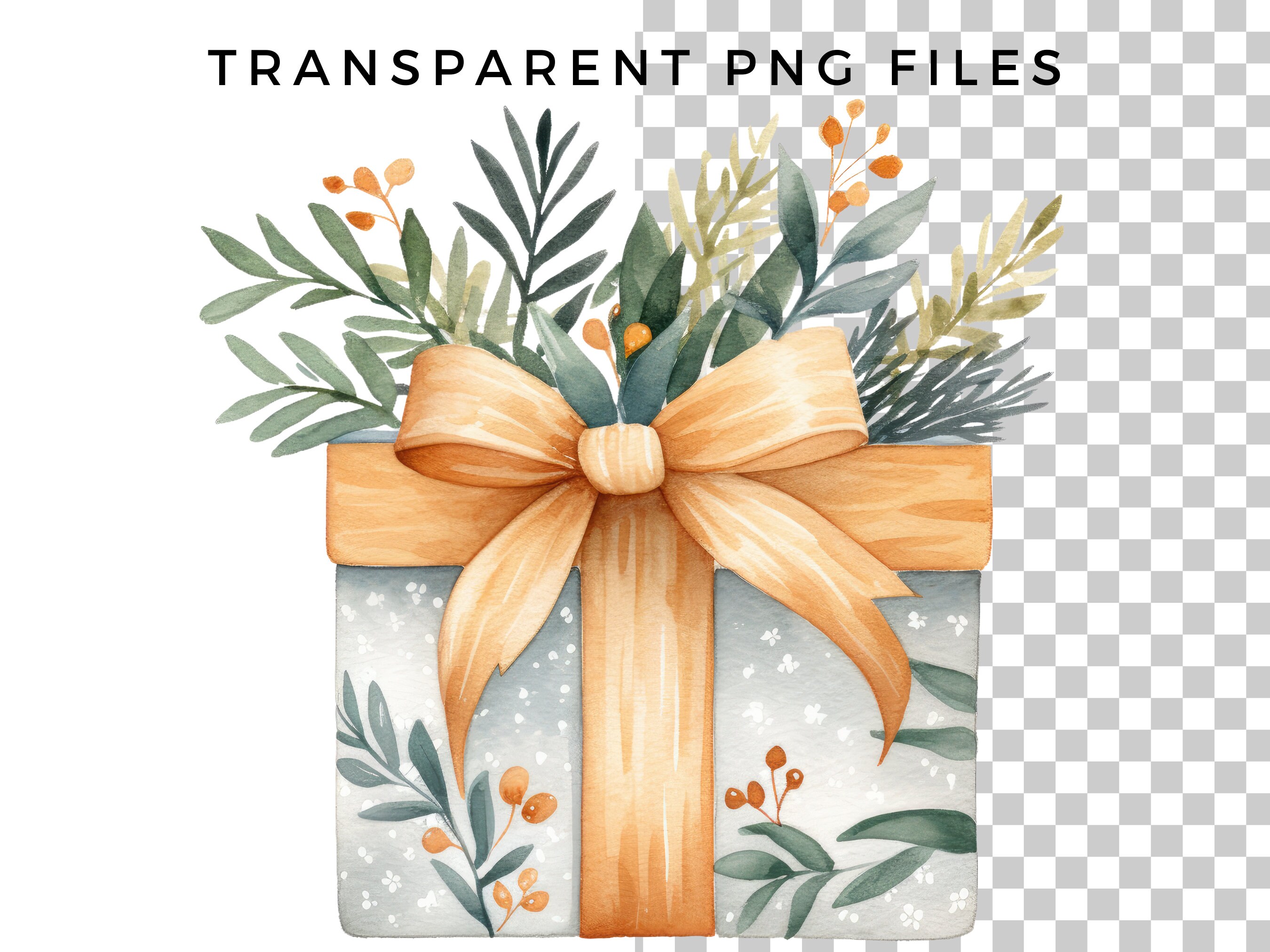 Christmas Presents Clipart PNG Watercolor Christmas Digital Download ...