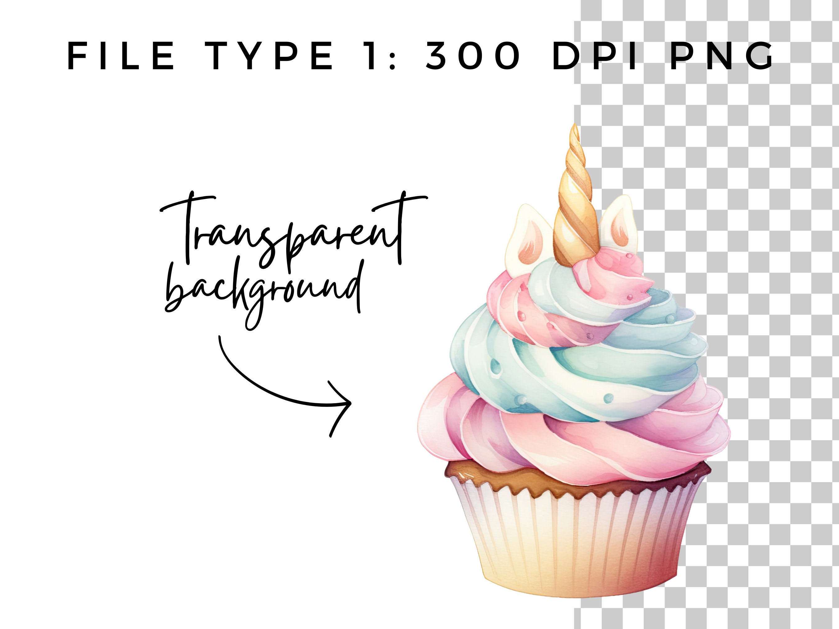 Pastel Watercolor Cupcake Clipart Set - Bun Cake Clip Art Bundle ...