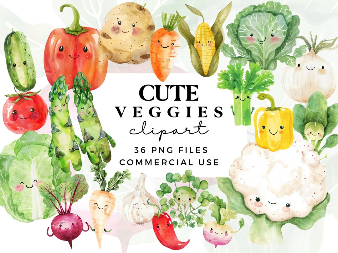 Cute Vegetables Clipart PNG - Watercolour Veggies Clipart Bundle ...