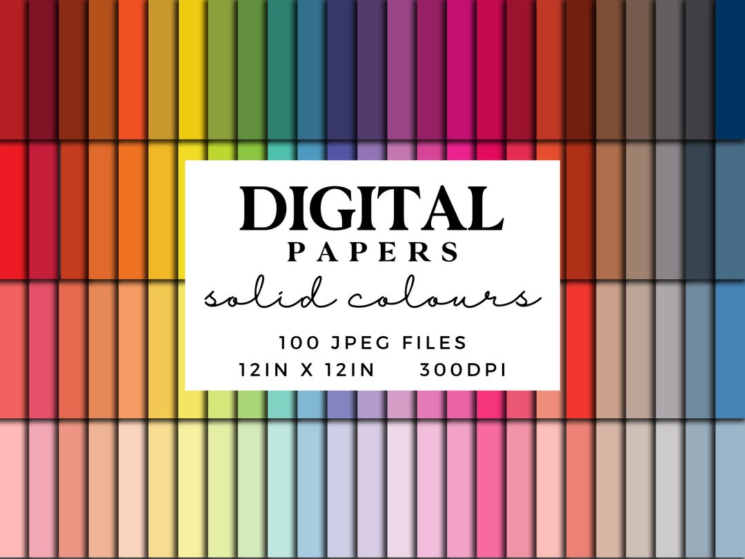 Solid Colour Digital Paper in 100 Colours - Seamless Pattern Scrapbook ...