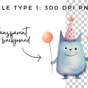 Cute Monsters Clipart for Kids - Watercolour Monsters Birthday Party ...