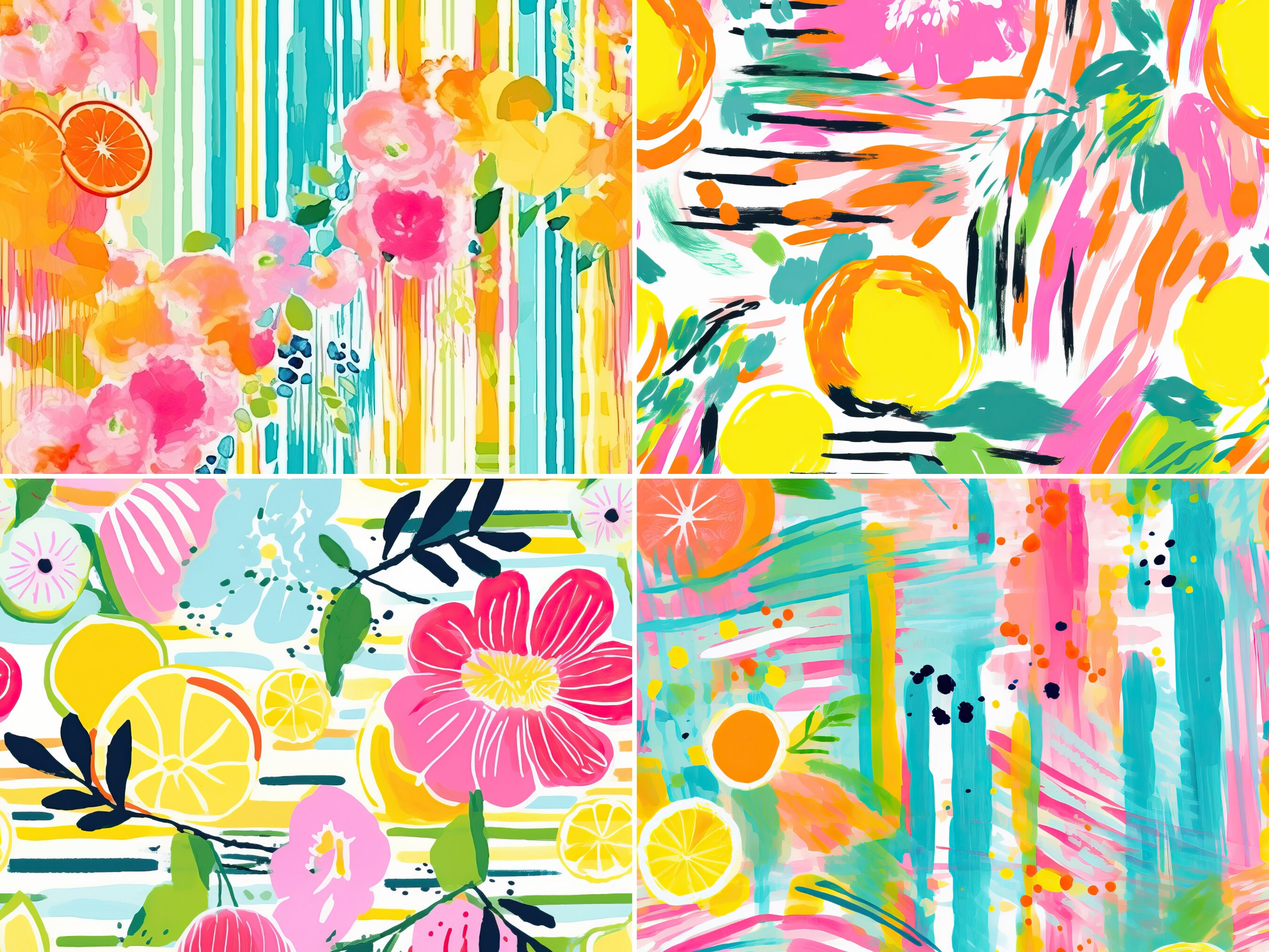 Colourful Abstract Seamless Patterns - Digital Background in Rainbow ...