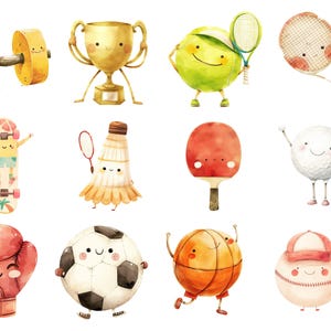 Cute Sports Clipart Bundle - Kawaii Sports Characters Clip Art Inc ...