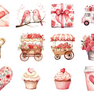 Watercolour Valentines Clipart Bundle - Valentines Day Clip Art Set ...