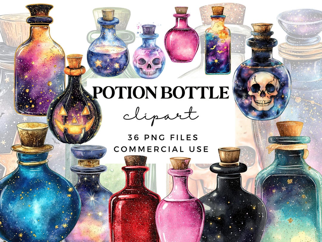 Potion Bottles Clipart PNG - Witches Brew Clipart Bundle - Halloween ...
