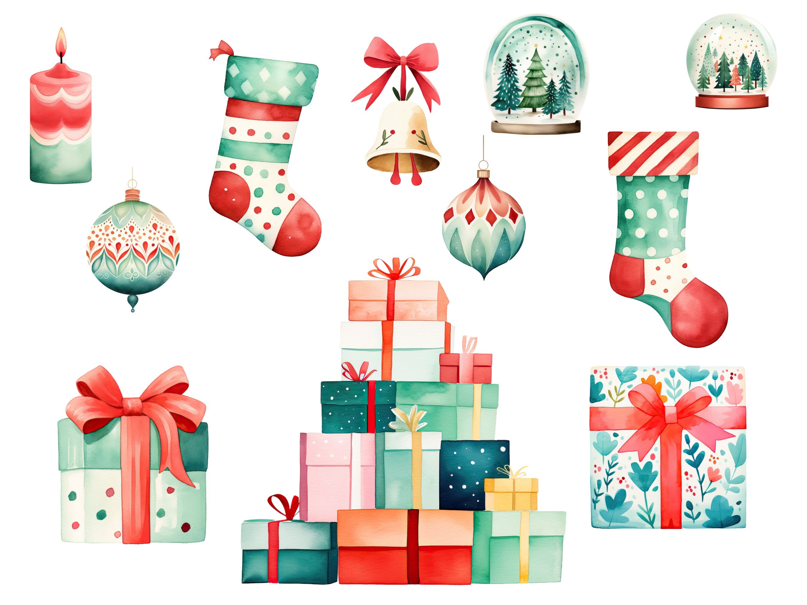 Cute Santa Clipart - Christmas Clipart Bundle - Instant Download ...