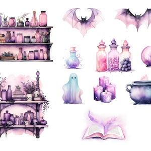 Pastel Halloween Clipart Set - Pastel Pink Goth Clip Art Bundle ...