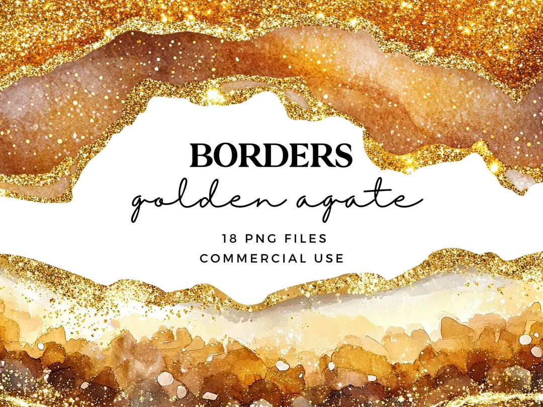 Gold Agate Borders Clipart for Commercial Use - Amber Geode Clip Art ...