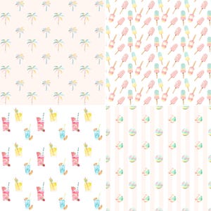 Summer Holiday Seamless Patterns - Watercolour Vacation Patterns ...