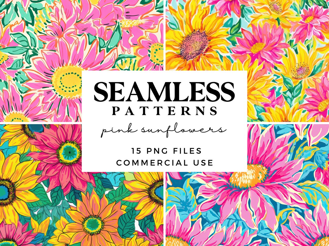 Vibrant Sunflower Seamless Patterns - Colourful Summer Flowers Digital ...