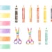 School Clipart Set - Watercolour School Supplies Clipart Bundle - Back ...