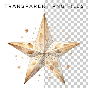 Christmas Stars Clipart in Gold and White - Paper Stars Clip Art ...